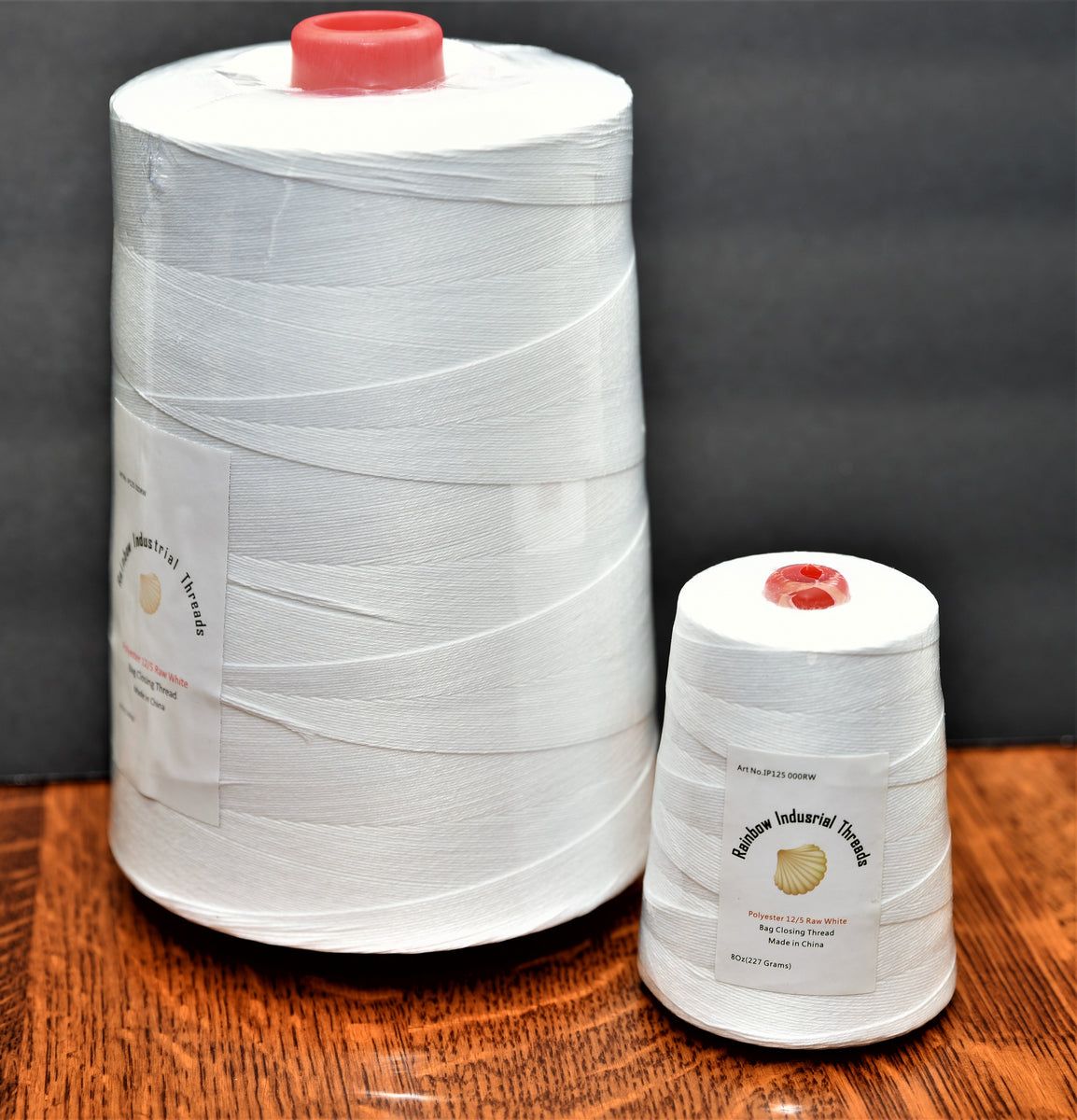 12/5s 68 oz (4.25 lbs) white polyester bag closing thread, 4 cones/box ...